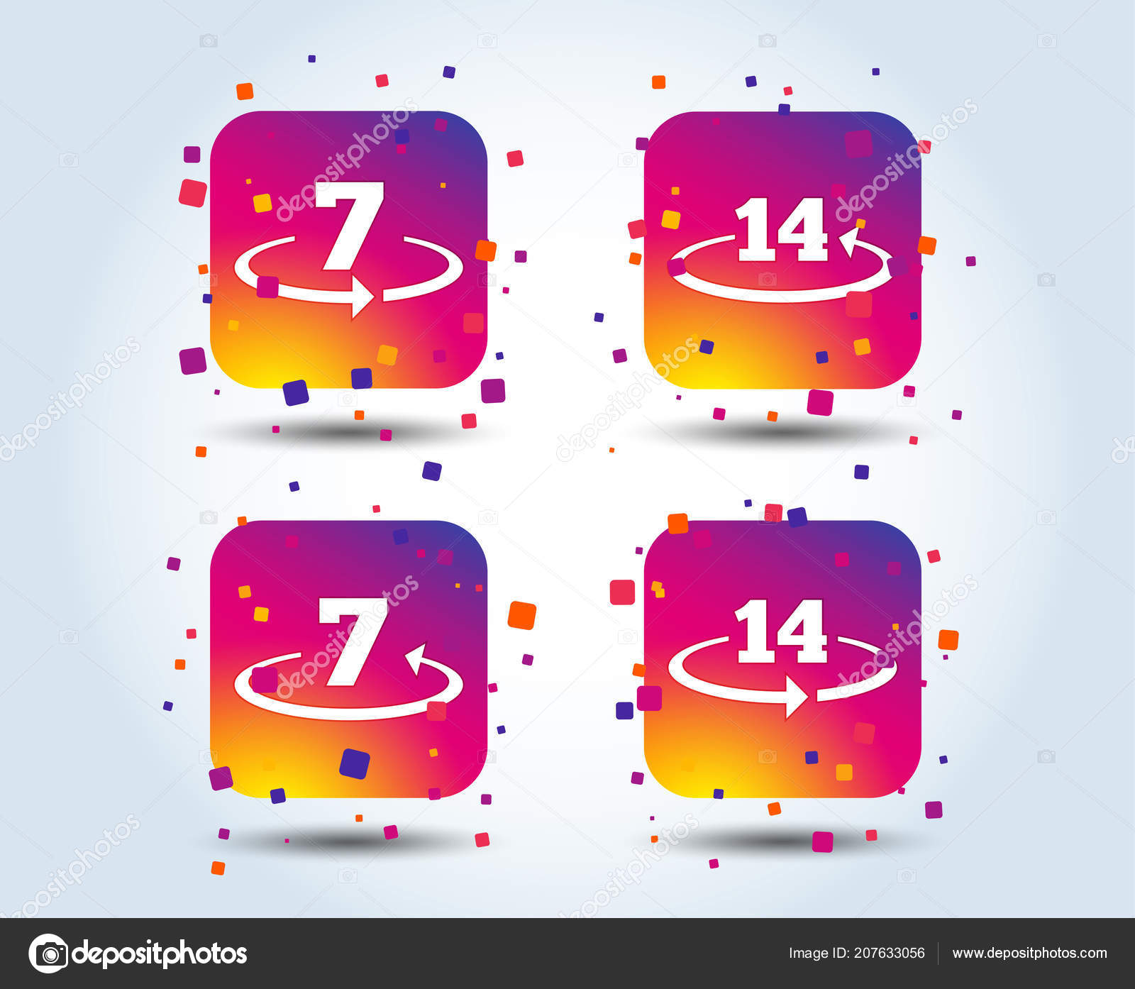 Return Goods Days Icons Warranty Weeks Exchange Symbols Colour Gradient ...