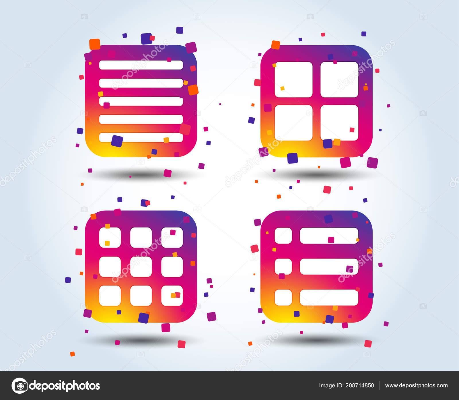 List Menu Icons Content View Options Symbols Thumbnails Grid Gallery ...