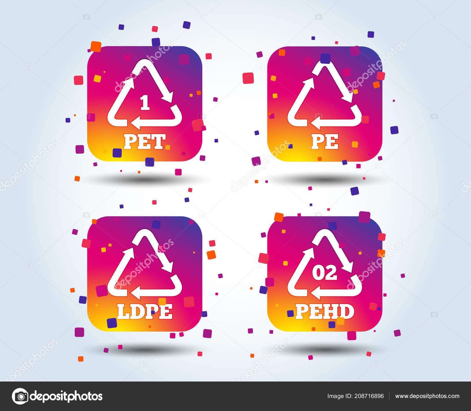 Pet Icons High Density Polyethylene Terephthalate Sign Recycling Symbol ...