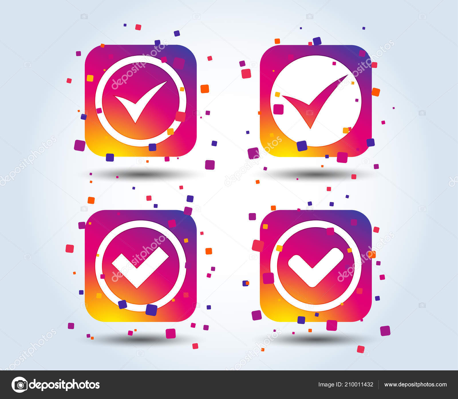Check Icons Checkbox Confirm Circle Sign Symbols Stock Vector by ©Blankstock 210011432