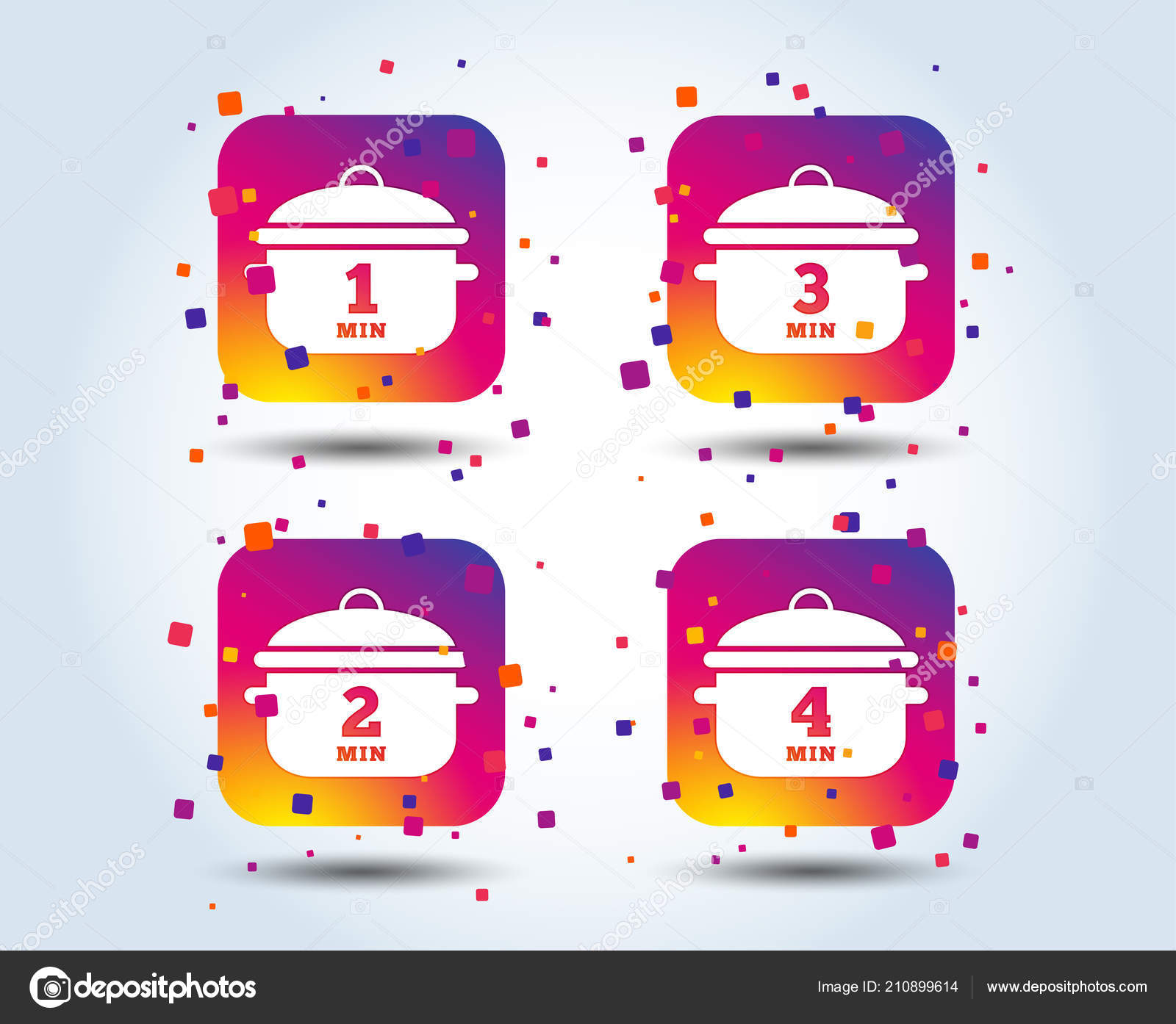 Cooking Pan Icons Boil Minutes Signs Stew Food Symbol Colour Stock ...