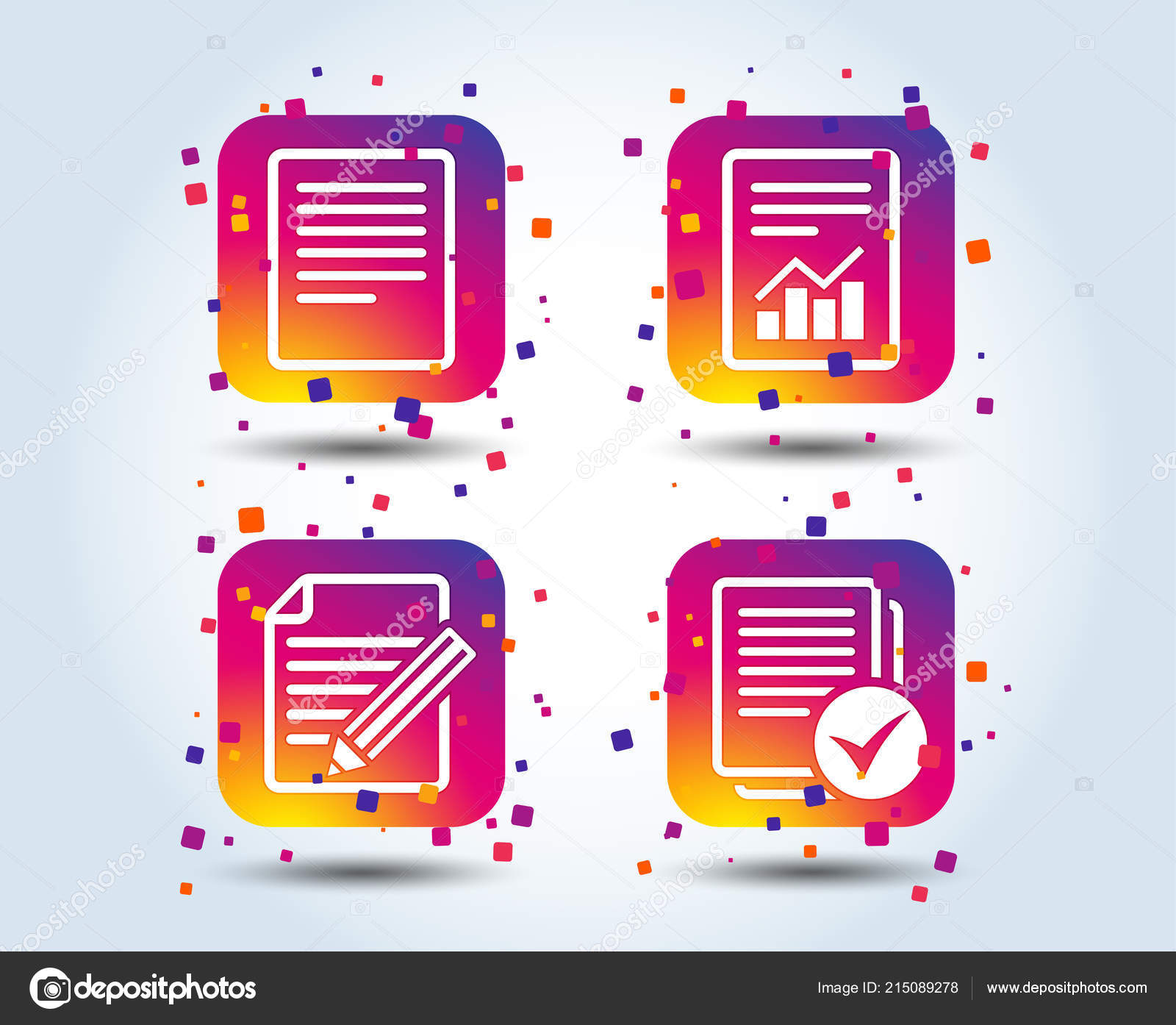 File Documents Colorful Gradient Square Icons White Background Stock ...