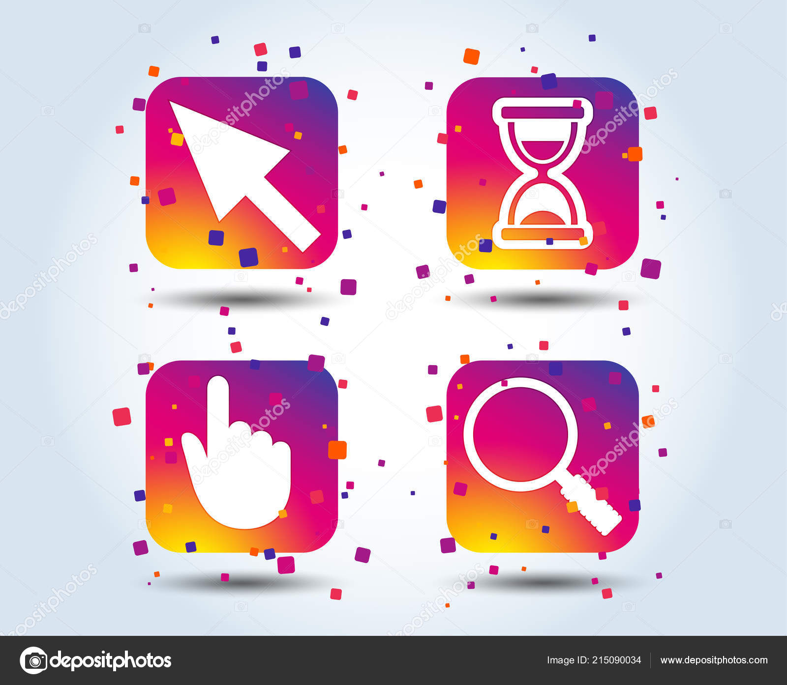 Mouse Cursors Hand Pointer Colorful Gradient Square Icons White Background Stock Vector Image by ...