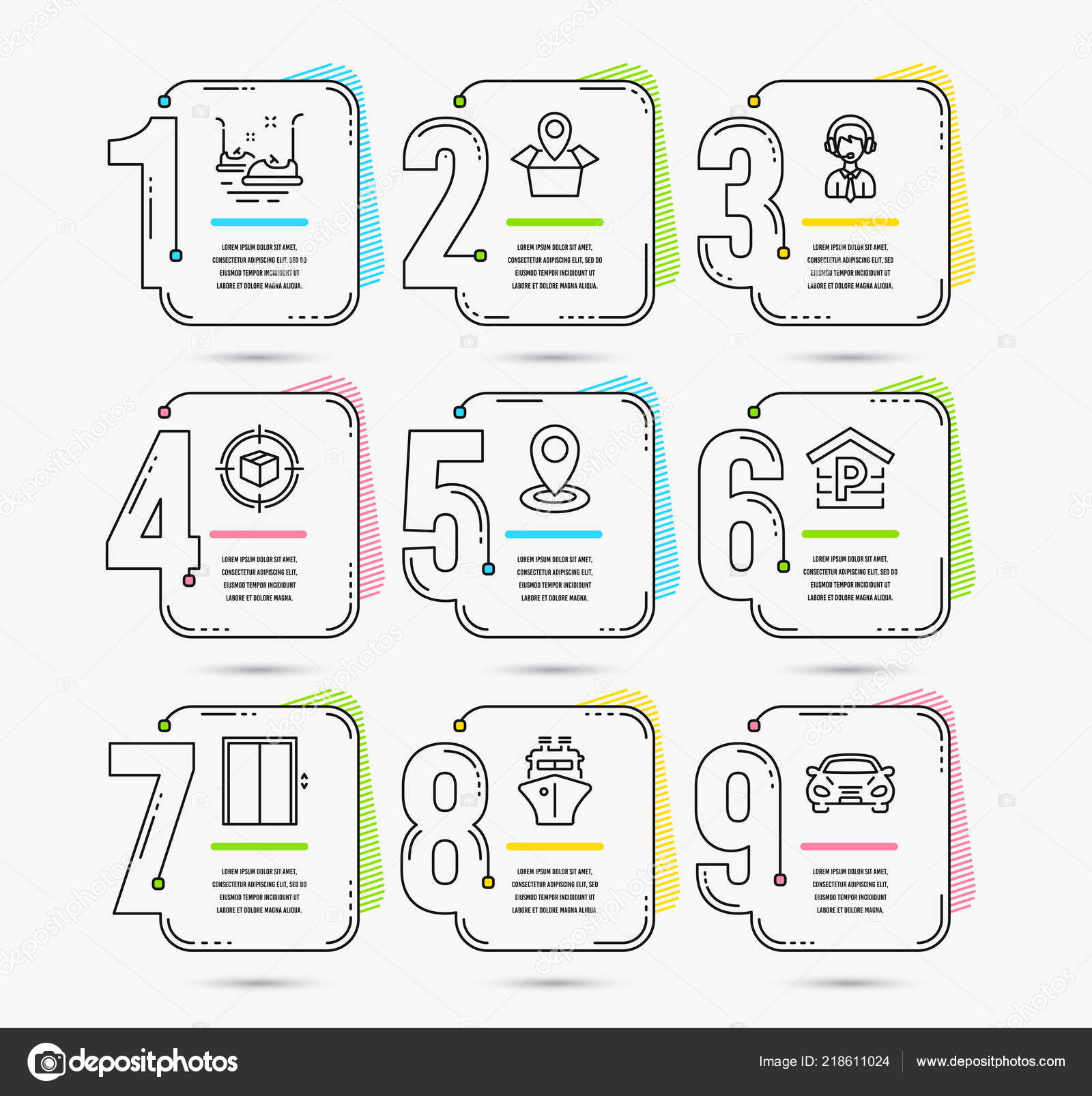 Infographic Template Numbers Options Set Parcel Tracking Parking ...