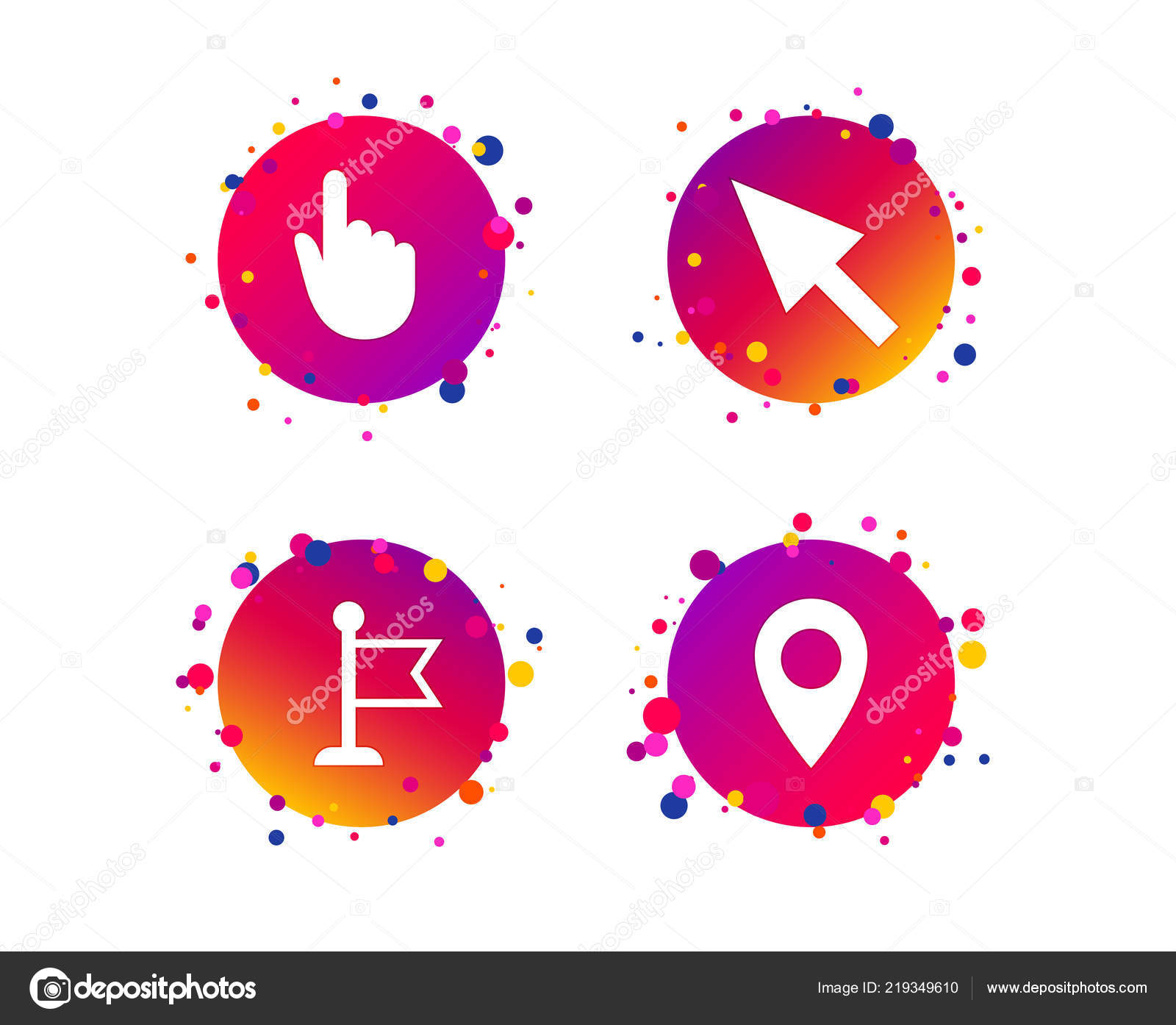 Ikon Kursor Tetikus Simbol Penunjuk Tangan Atau Bendera Tanda Penanda ...