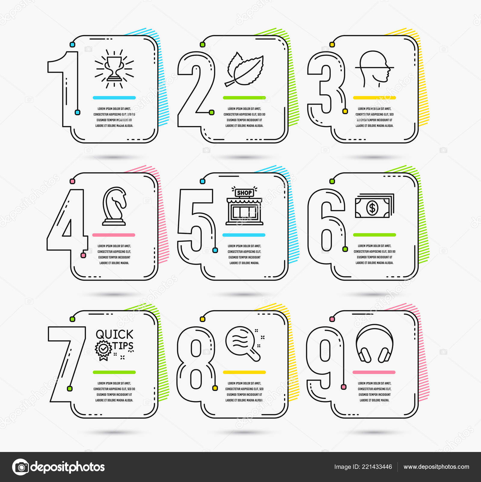 Infographic Timeline Options Set Banking Quick Tips Mint Leaves Icons ...