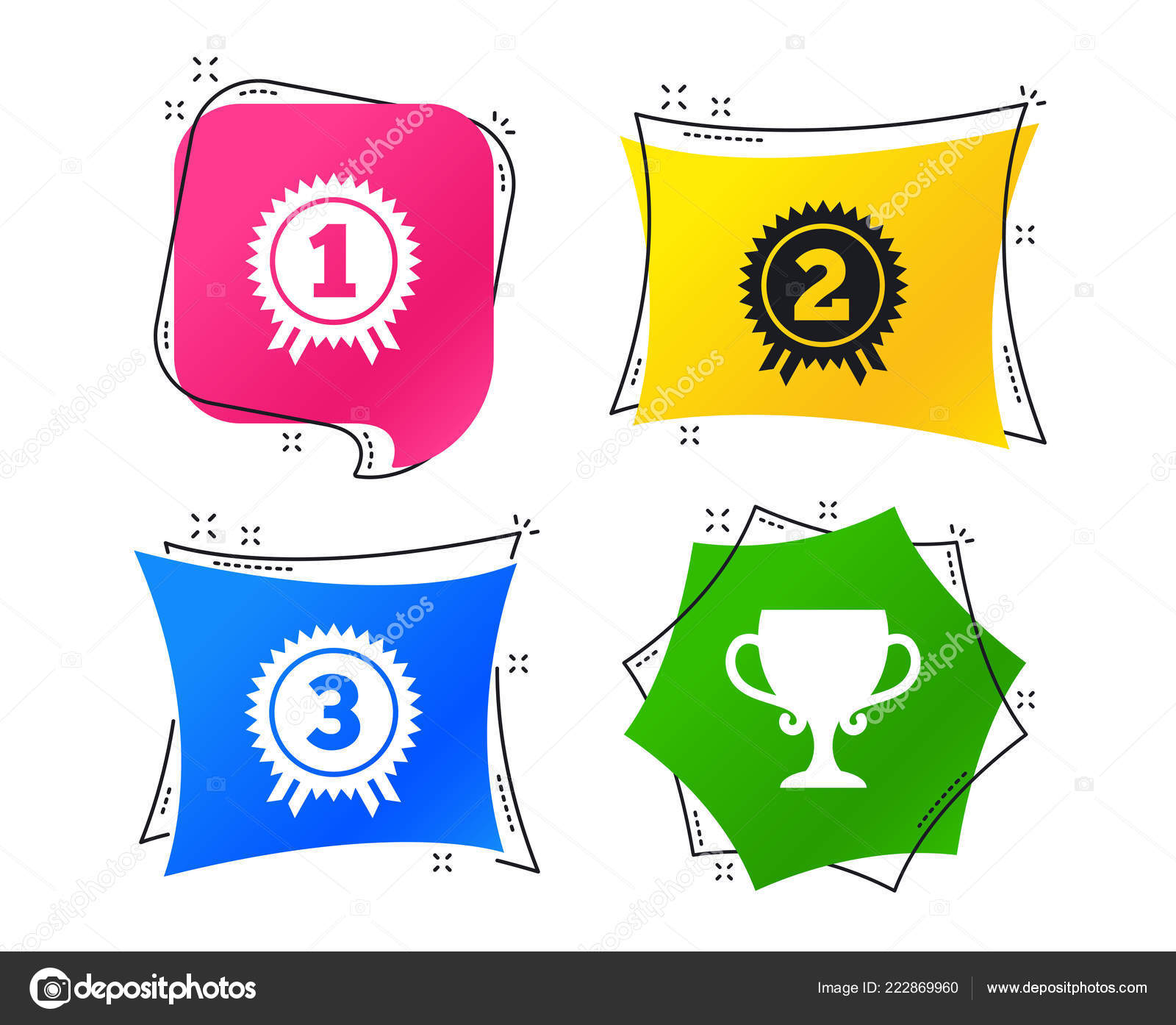 First Second Third Place Icons Award Medals Sign Symbols Prize Stock ...