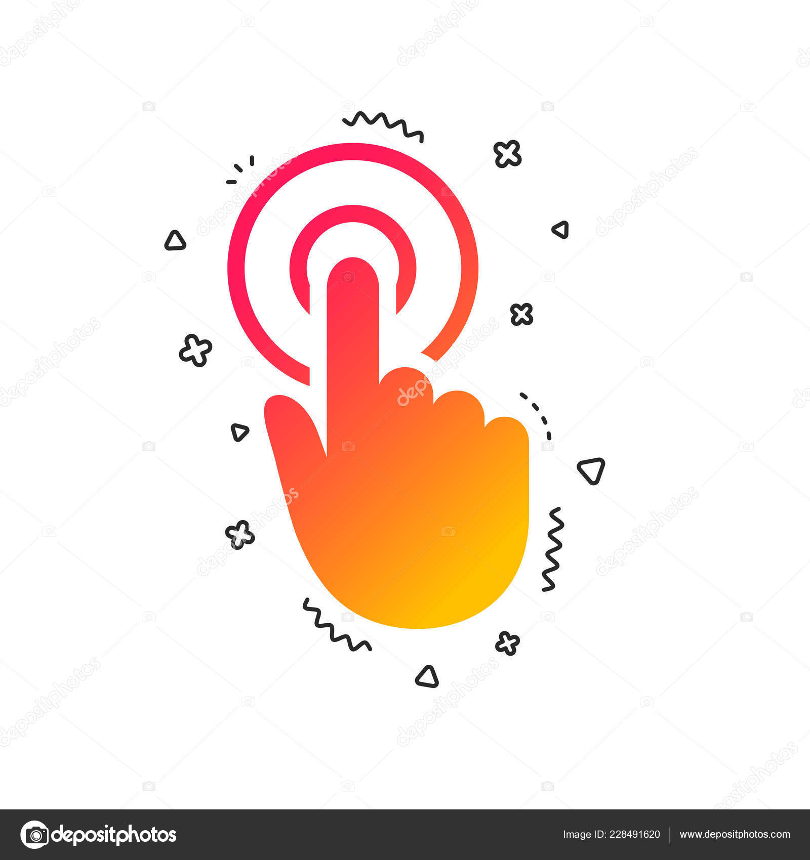 Hand Cursor Sign Icon Hand Pointer Symbol Colorful Geometric Shapes ...