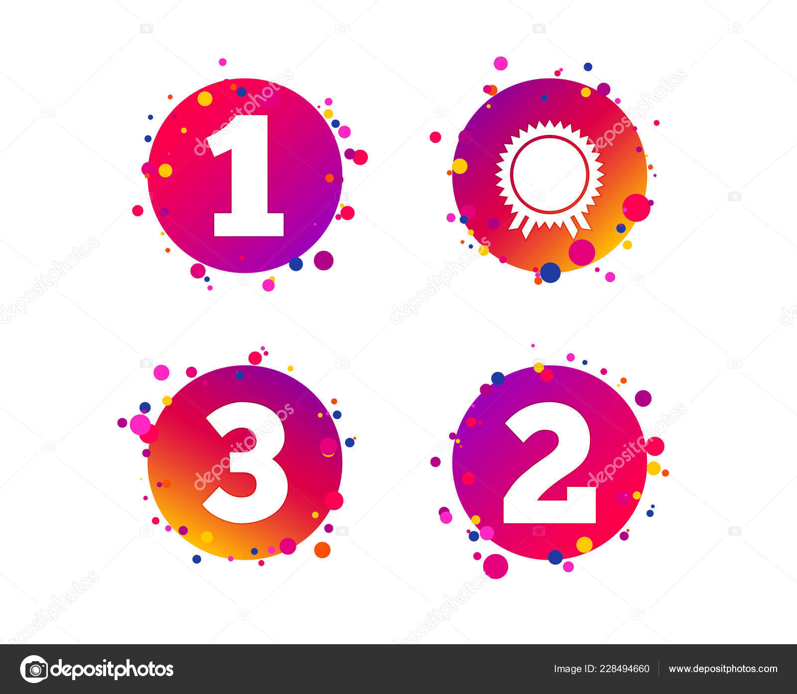 First Second Third Place Icons Award Medal Sign Symbol Gradient Stock ...