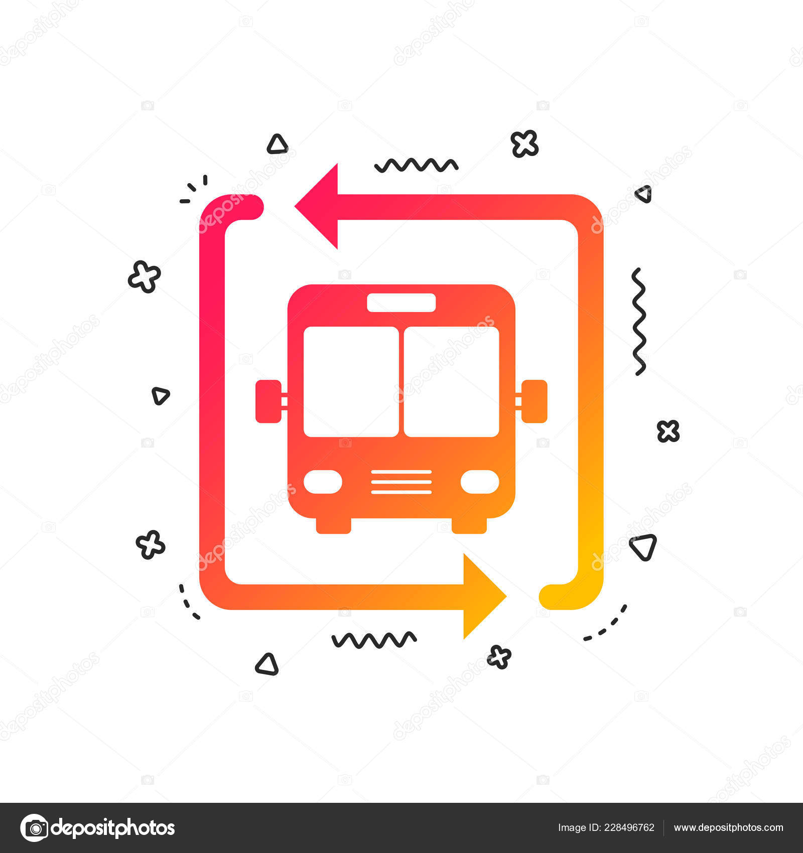 Bus Shuttle Icon Public Transport Stop Symbol Colorful Geometric Shapes ...
