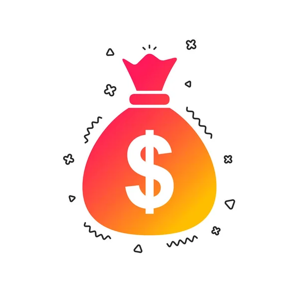 Money bag sign icon. Dollar USD currency symbol. Colorful geometric ...