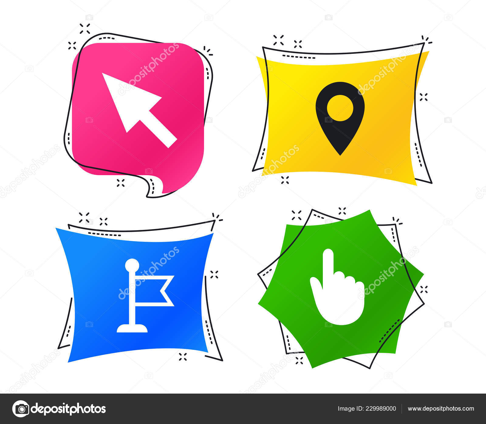 Mouse Cursor Icon Hand Flag Pointer Symbols Map Location Marker Stock ...