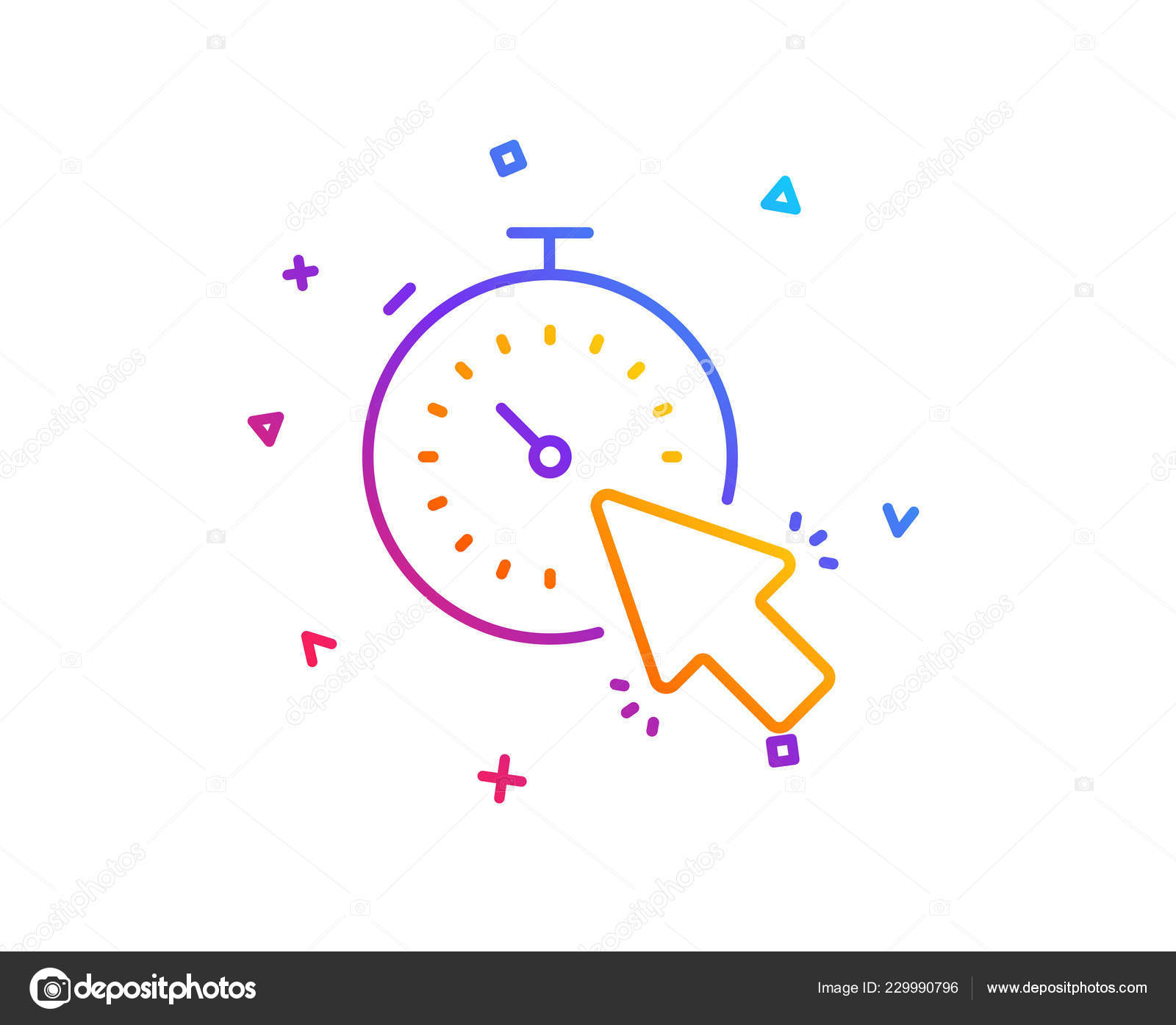 Timer Line Icon Time Clock Sign Mouse Cursor Symbol Gradient Stock ...