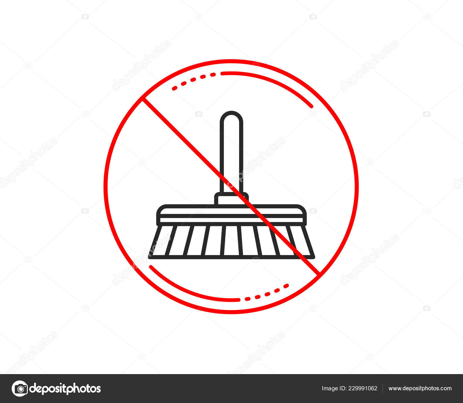 Stop Sign Cleaning Mop Line Icon Sweep Wash Floor Symbol Stock Vector ...