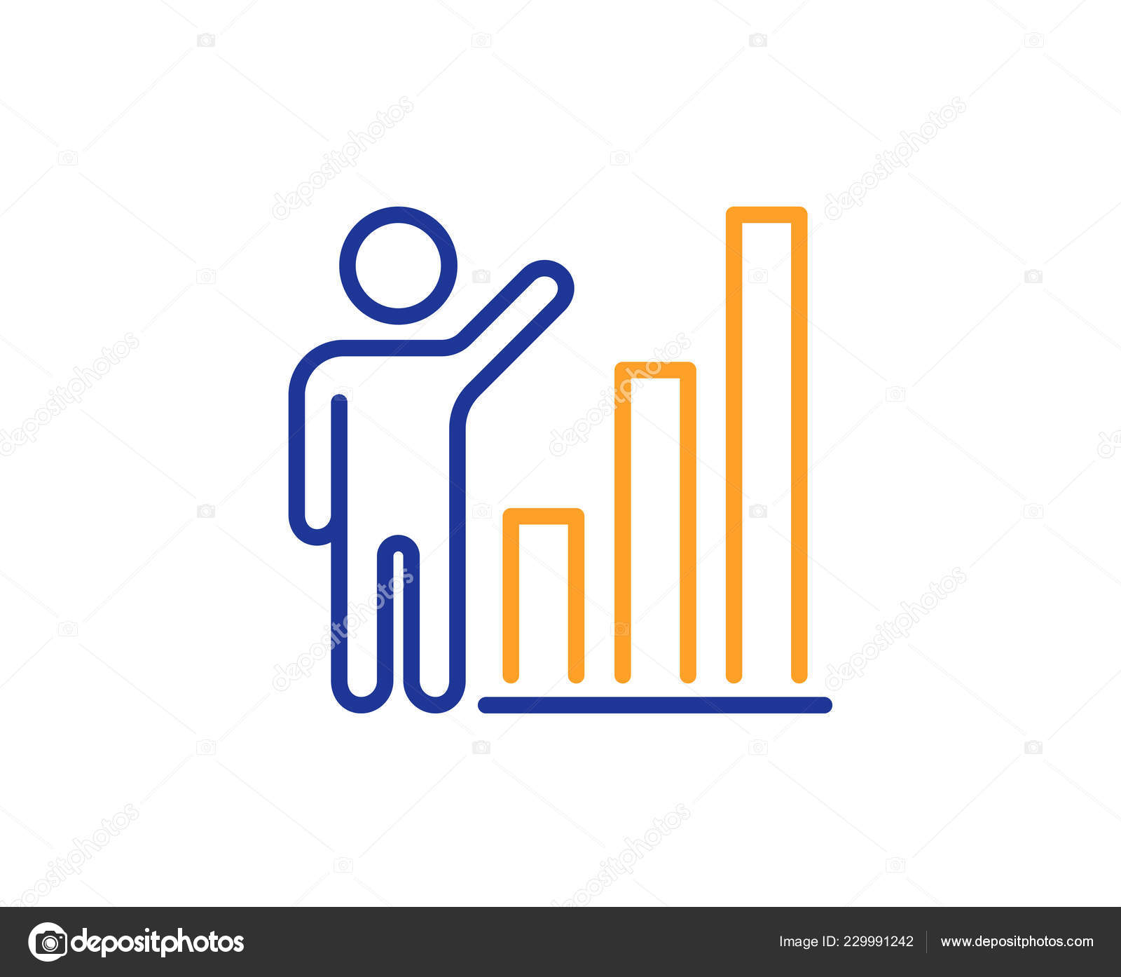 Graph Line Icon Column Chart Sign Growth Diagram Symbol Colorful Stock ...
