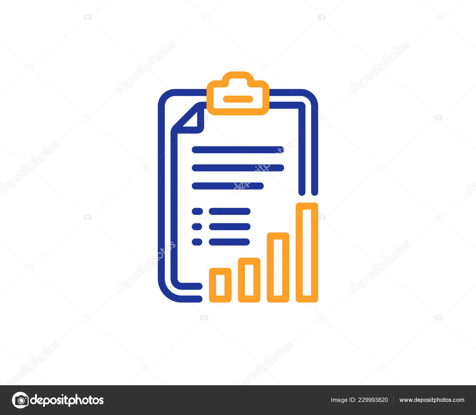 Checklist Line Icon Graph Chart Sign Growth Diagram Symbol Colorful ...