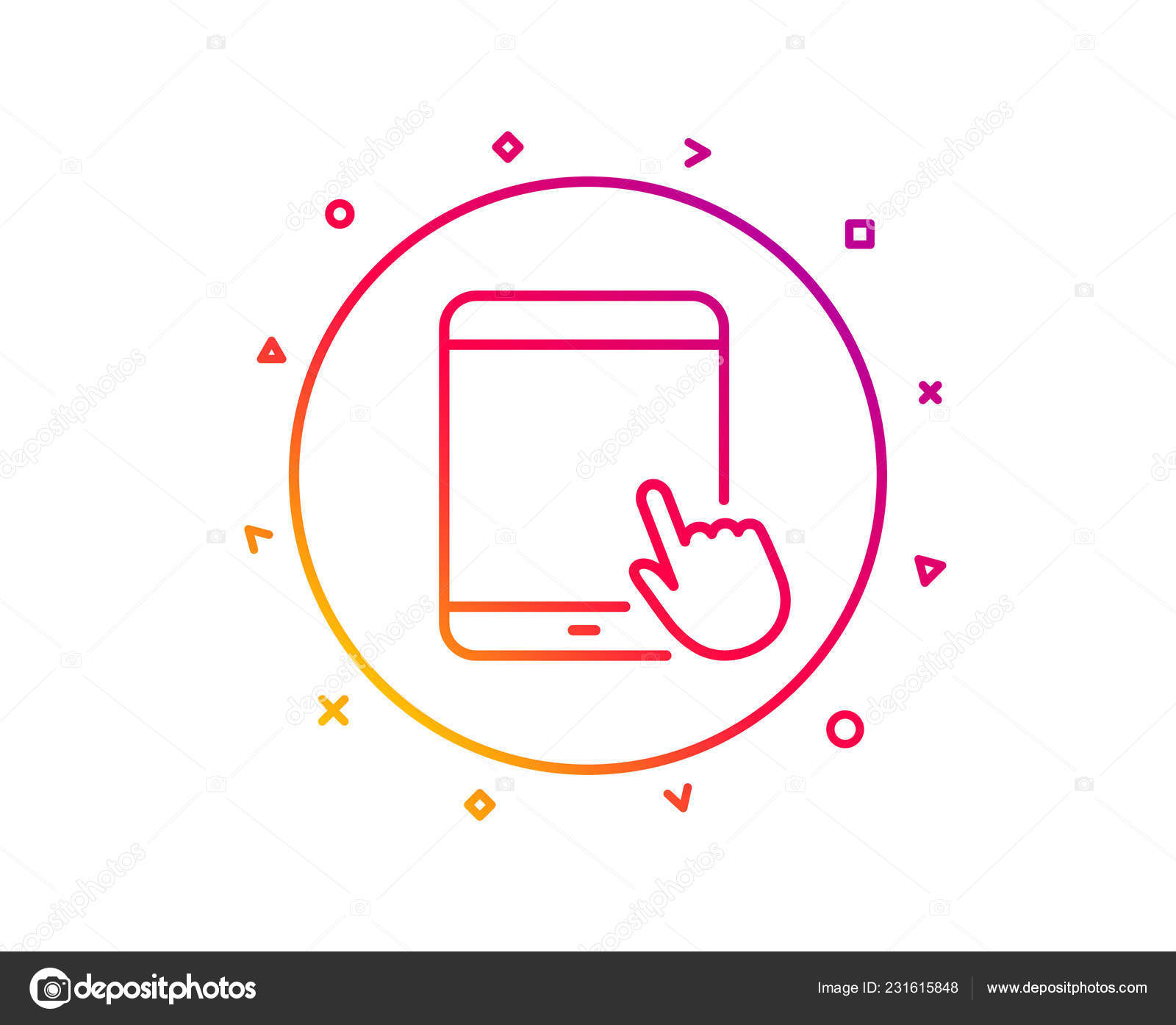 Tablet Icon Mobile Device Hand Cursor Sign Stock Vector by ©Blankstock ...