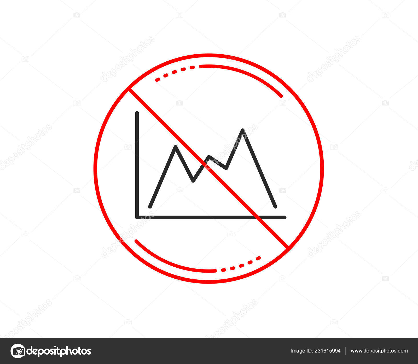 Stop Sign Line Chart Icon Financial Growth Graph Sign Stock Stock ...