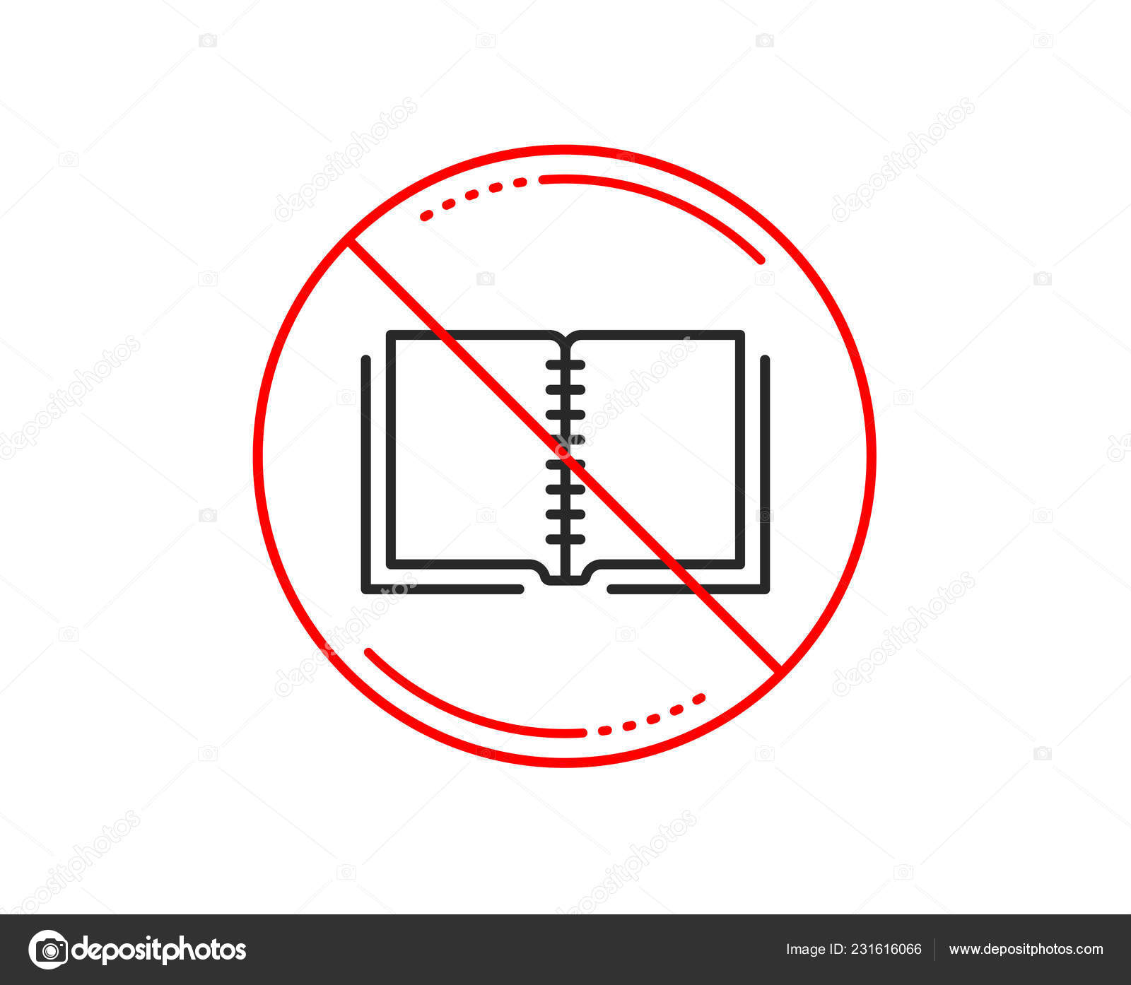 Stop Sign Book Line Icon Education Symbol Instruction Learning Sign ...