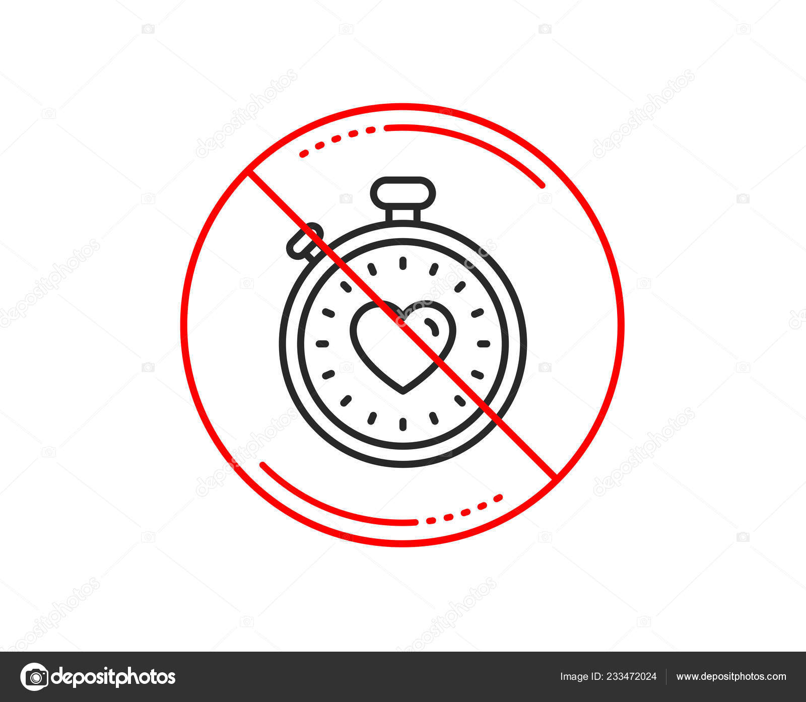 Stop Sign Heart Timer Line Icon Love Symbol Stock Vector by ©Blankstock ...