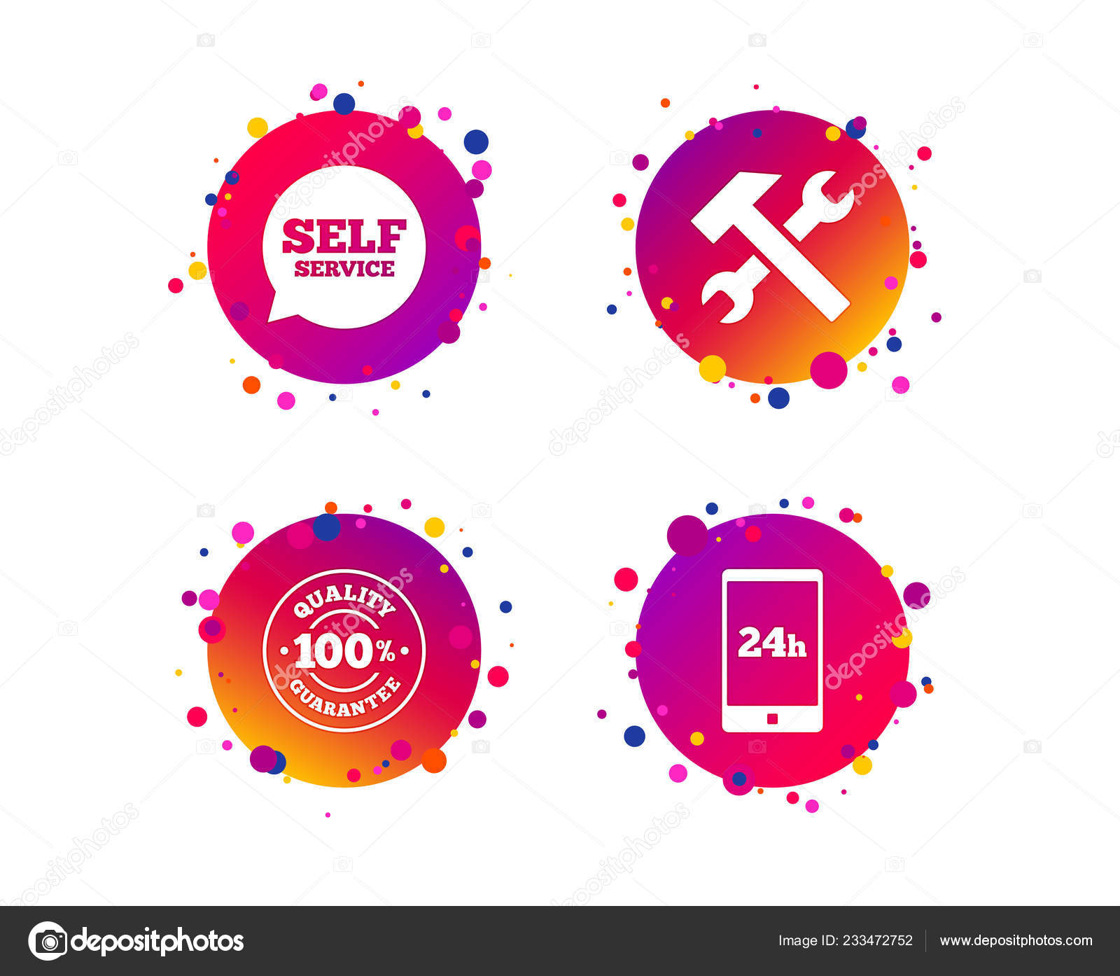 Repair Fix Tool Icons 24H Customer Support Service Signs 100 Stock ...