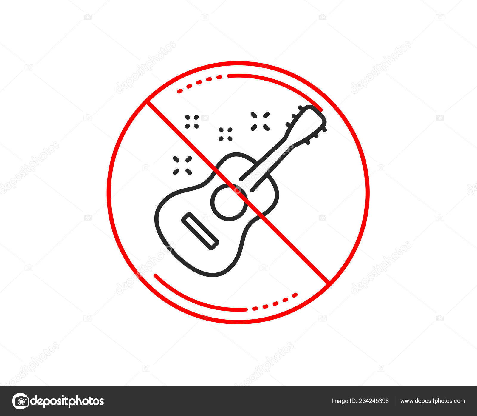 Stop Sign Acoustic Guitar Line Icon Music Sign Stock Vector by ...