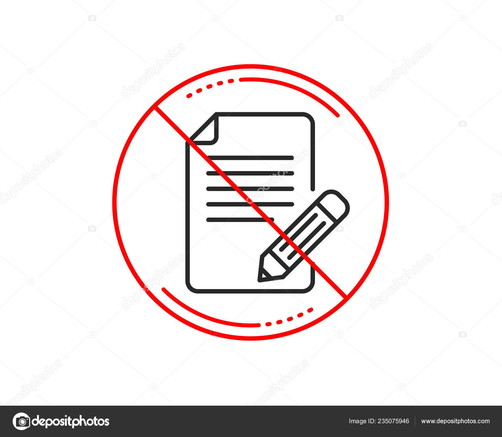 Stop Sign Feedback Line Icon Page Pencil Sign Copywriting Symbol Stock ...