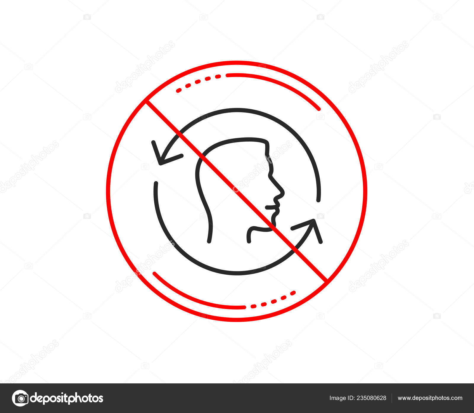 Stop Sign Face Scanning Repeat Line Icon Face Update Sign Stock Vector ...
