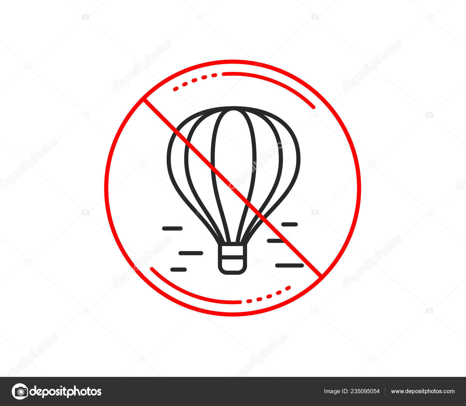 Stop Sign Air Balloon Line Icon Flight Transport Basket Sign Stock ...