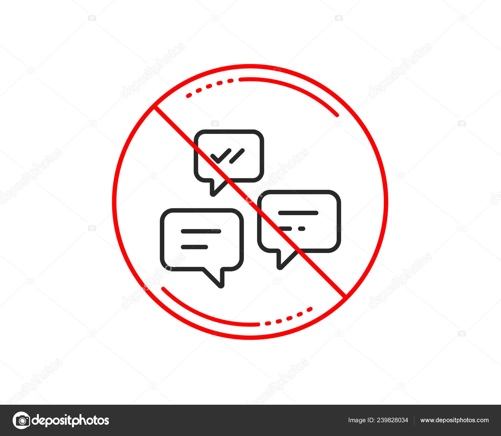 Stop Sign Chat Messages Line Icon Conversation Sms Sign Communication ...