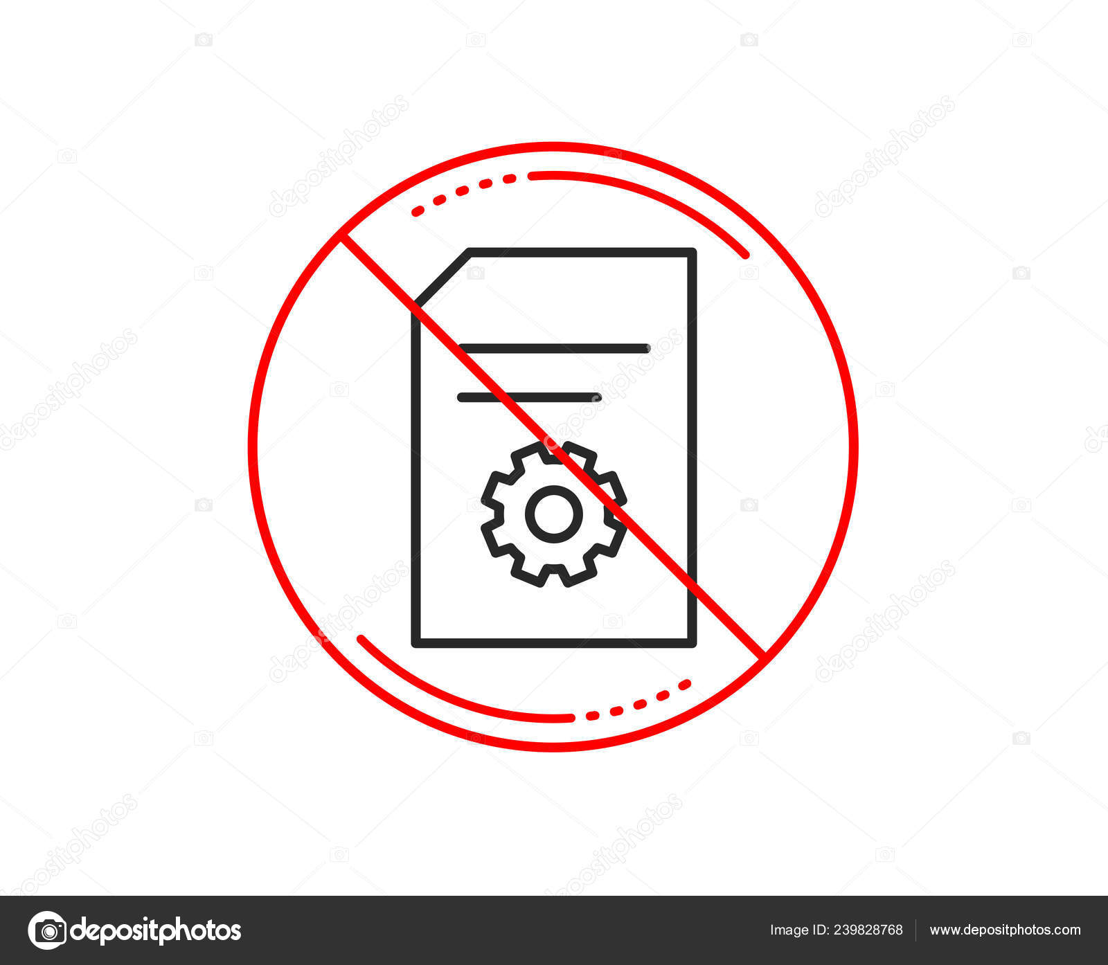 Stop Sign Document Management Line Icon Information File Cogwheel Sign ...