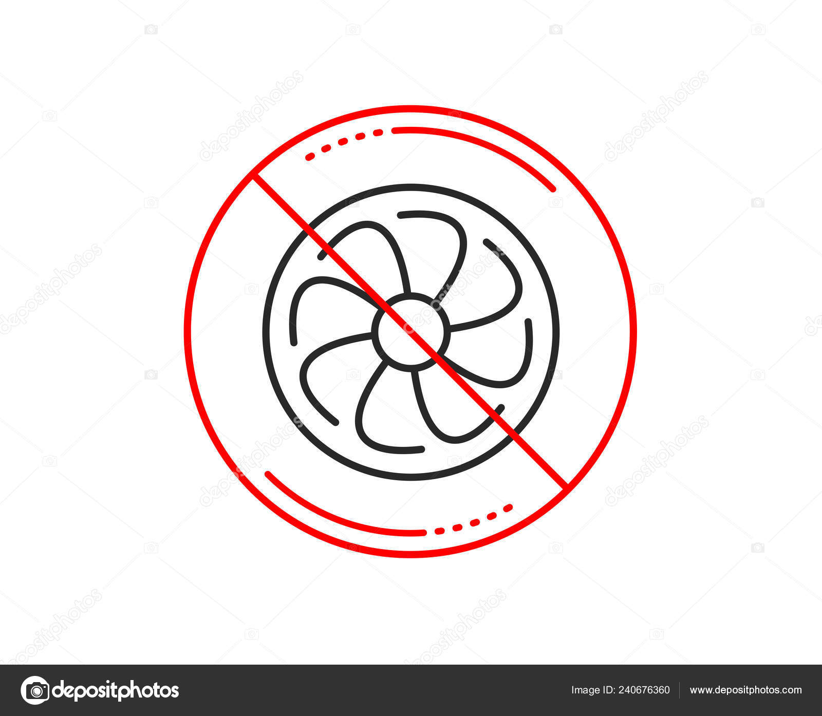 Stop Sign Fan Engine Line Icon Jet Turbine Sign Ventilator Stock Vector ...