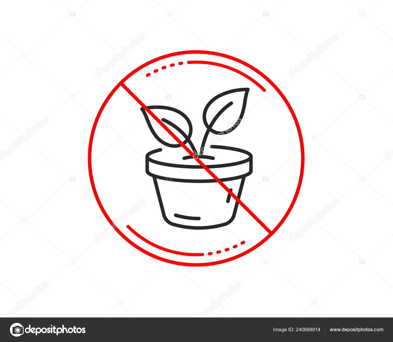 Stop Sign Leaves Line Icon Grow Plant Leaf Sign Environmental Stock ...