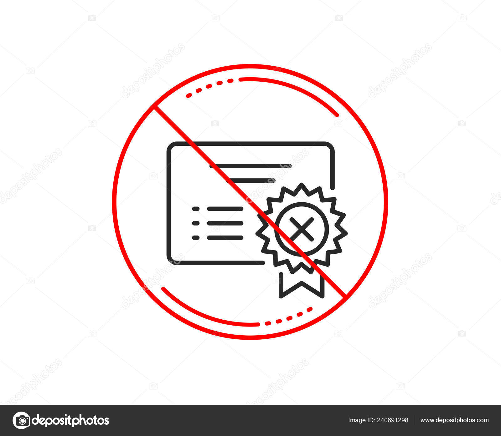 Stop Sign Reject Certificate Line Icon Decline Document Sign Wrong ...
