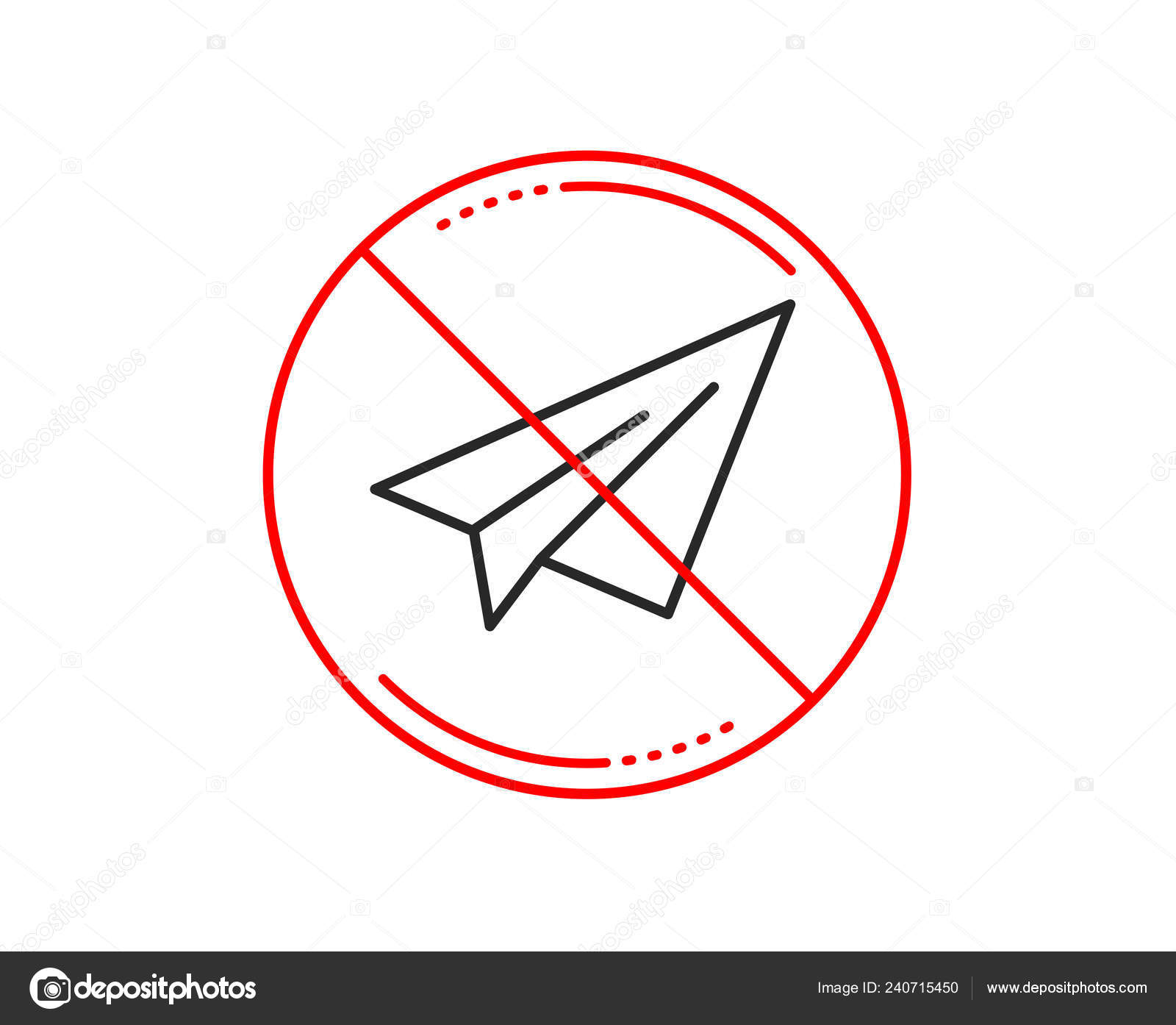 Stop Sign Paper Plane Line Icon Airplane Flight Transport Sign Stock ...