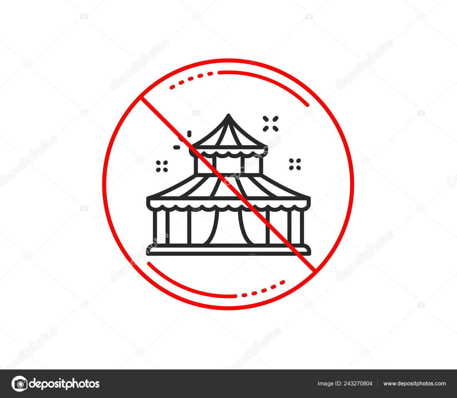 Stop Sign Circus Line Icon Amusement Park Sign Caution Prohibited ...