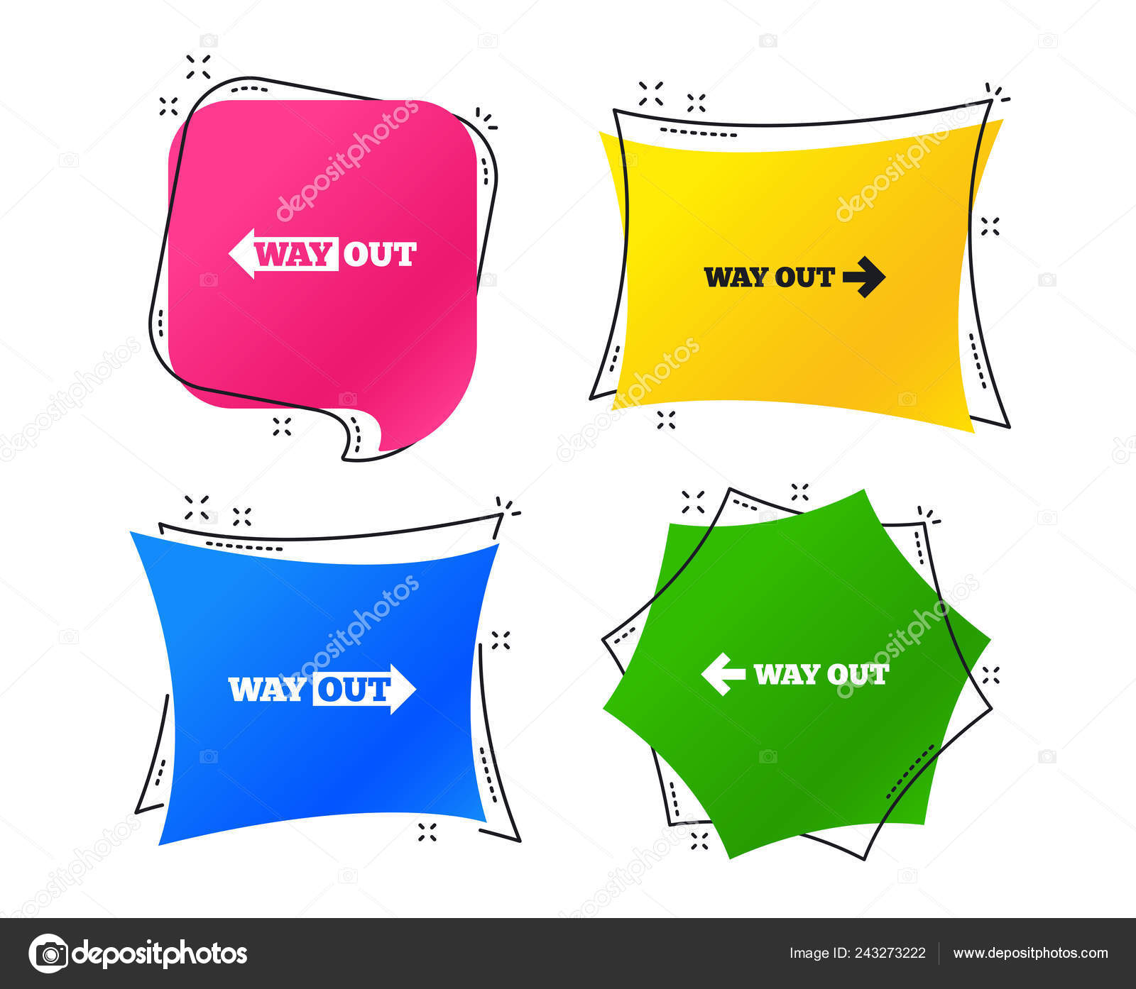 Way Out Icons Left Right Arrows Symbols Direction Signs Subway Stock ...