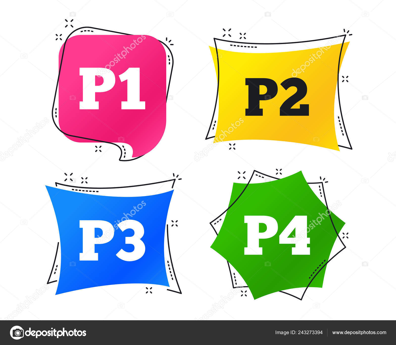 Ícones Estacionamento Primeiro Segundo Terceiro Quatro Sinais Chão ...