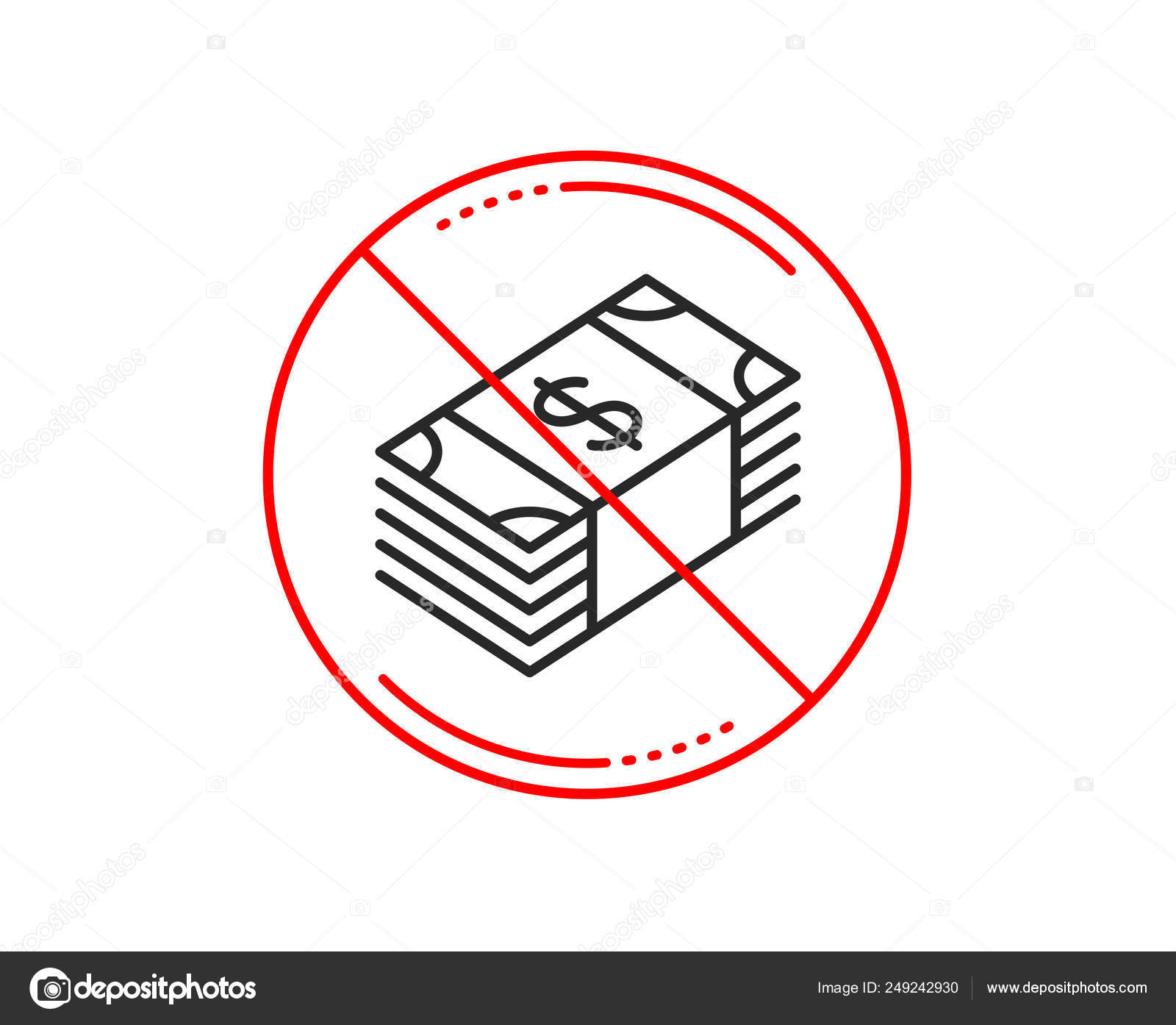 Stop Sign Cash Money Line Icon Banking Currency Sign Dollar Stock ...