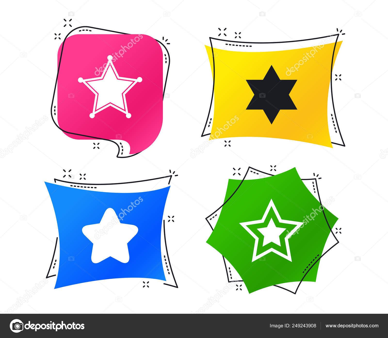 Star David Icons Sheriff Police Sign Symbol Israel Geometric Colorful ...