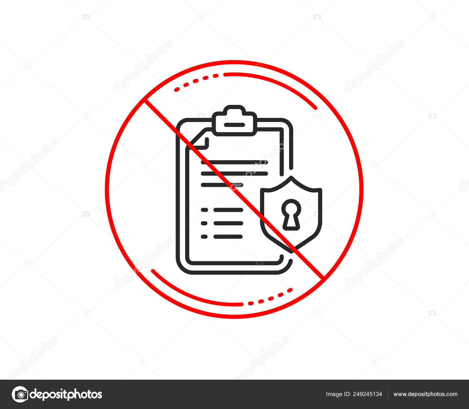 Stop Sign Checklist Line Icon Privacy Policy Document Sign Caution ...