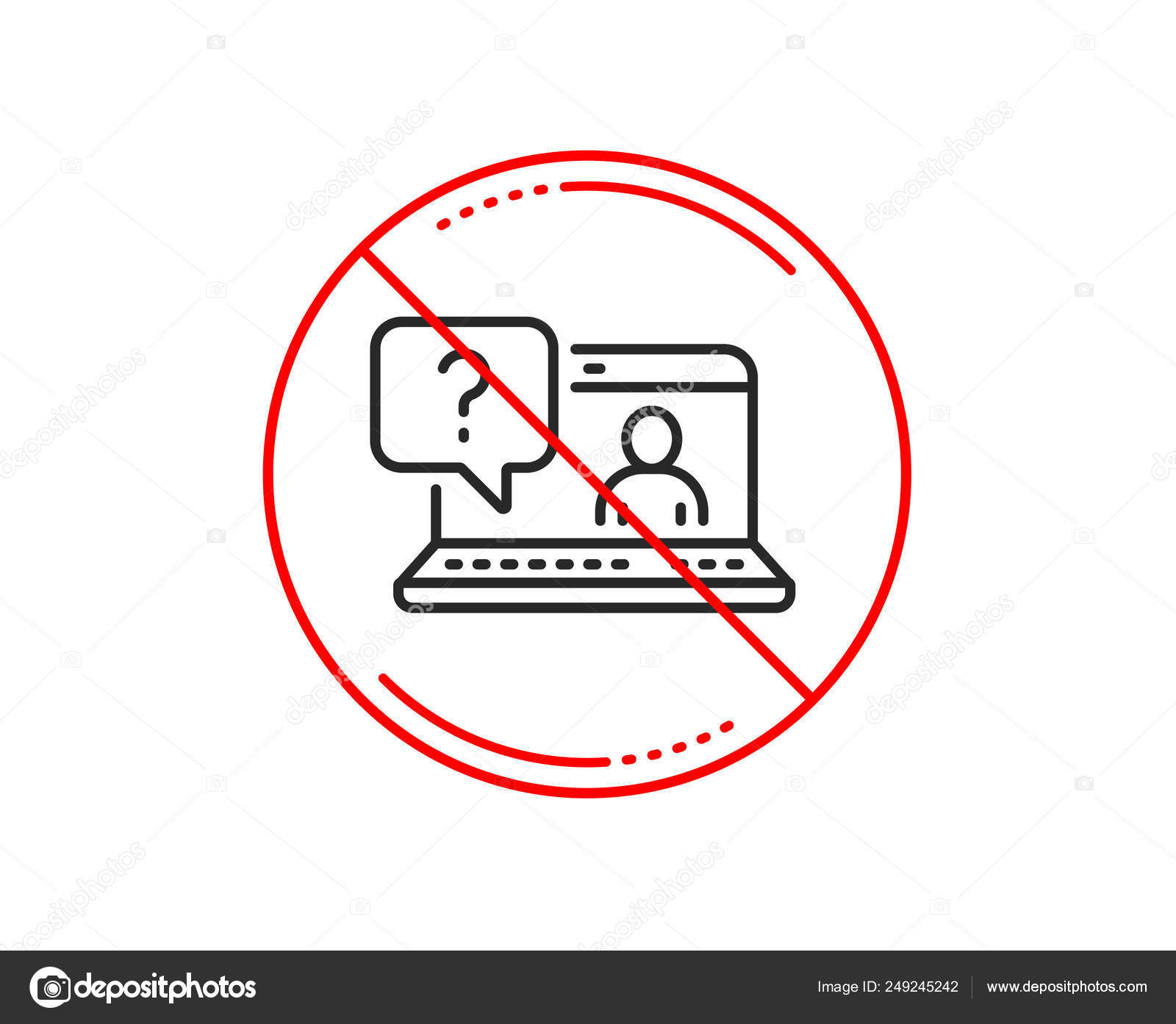 Stop Sign Question Mark Line Icon Online Faq Support Sign Stock Vector ...