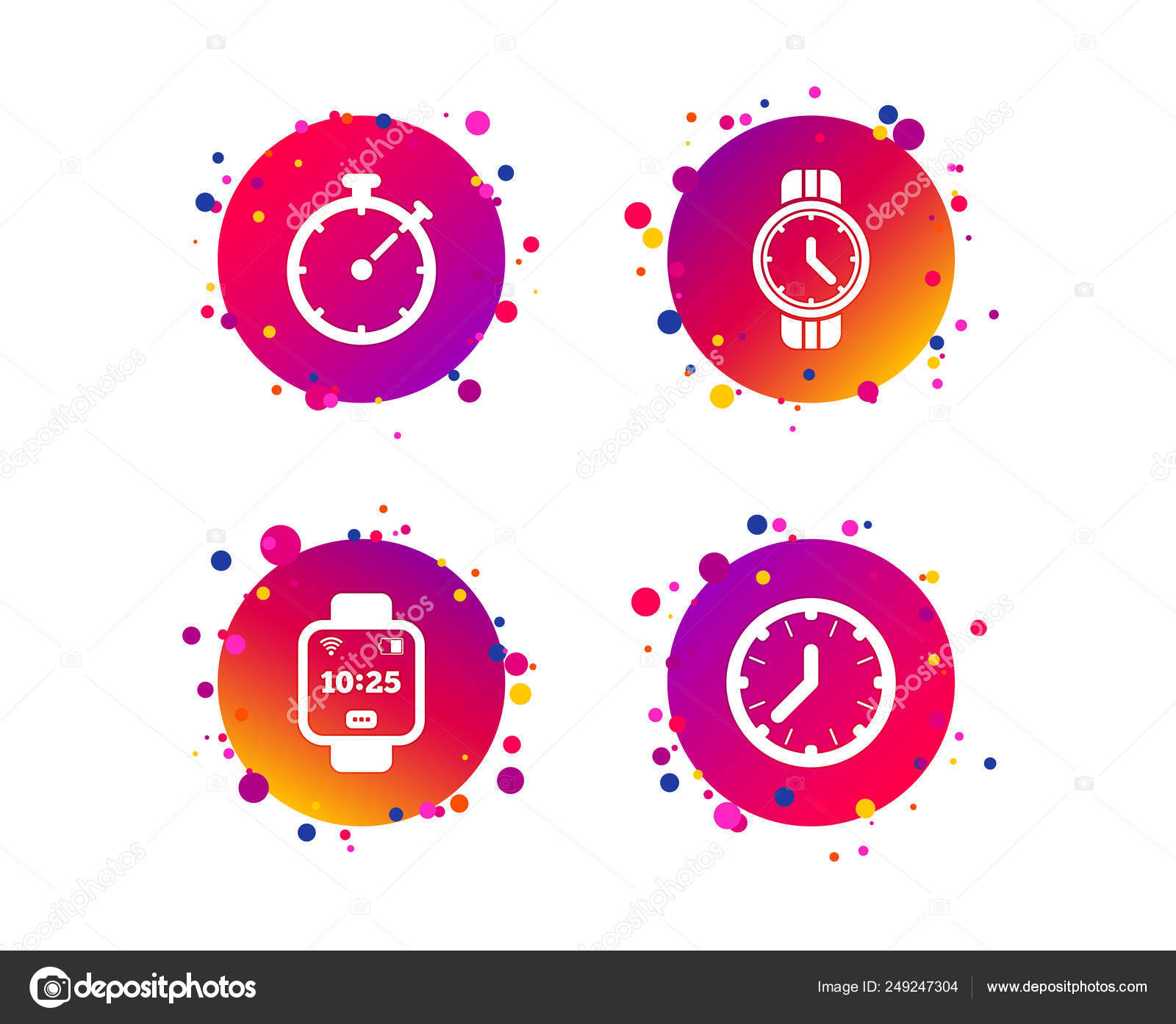 Iconos Reloj Inteligente Hora Del Reloj Mecánico Cronómetro Símbolos ...