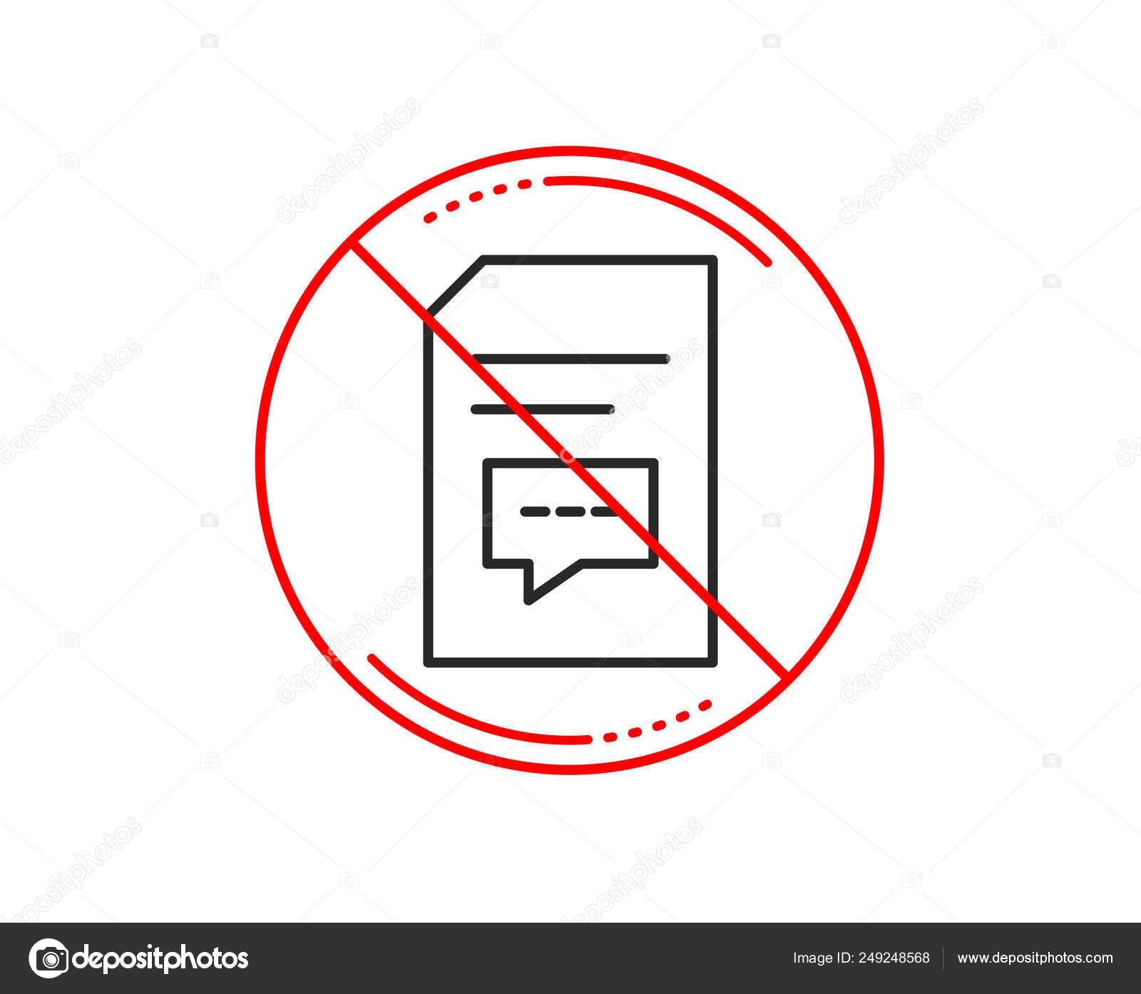 Stop Sign Document Comments Line Icon Information File Speech Bubble ...