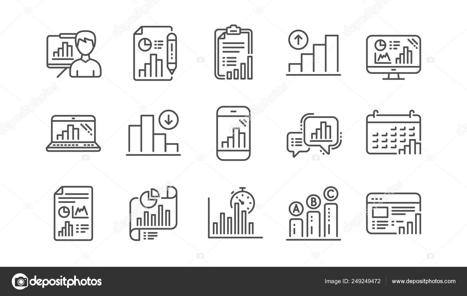 Graph Line Icons Charts Graphs Presentation Report Analytics Linear Icon Stock Vector by ...