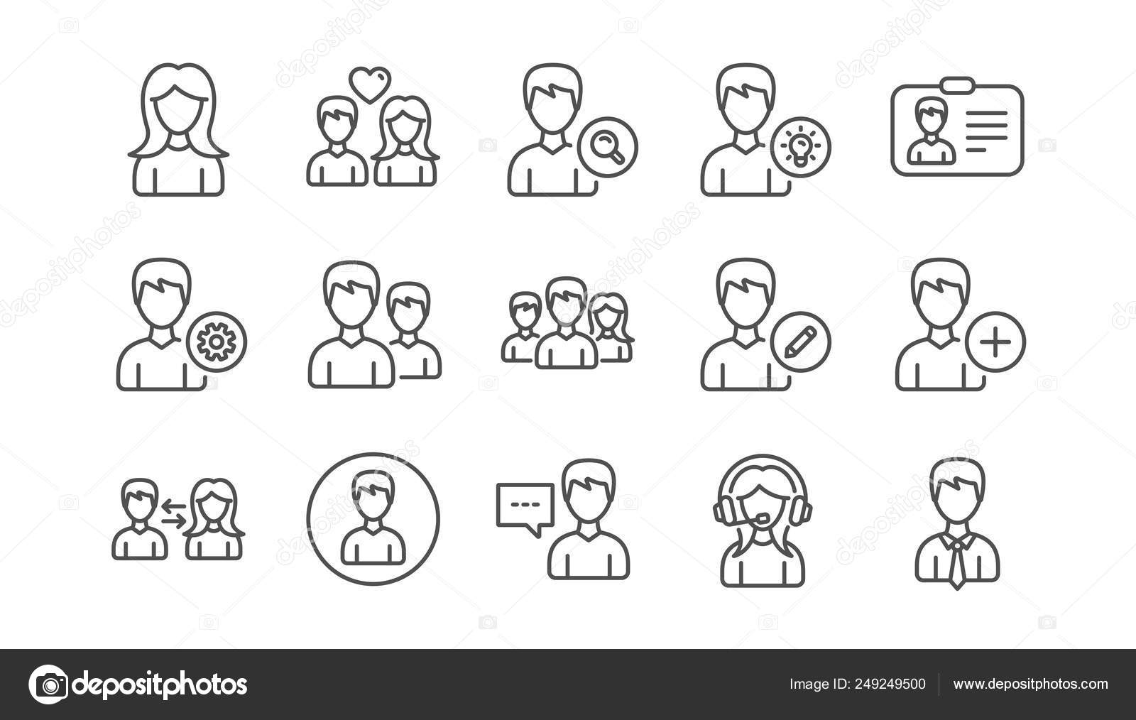 User Person Line Icons Profile Group Support People Linear Icon Stock ...