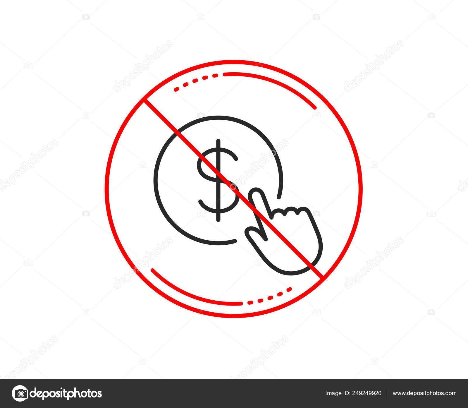 Stop Sign Hand Click Line Icon Currency Exchange Sign Cursor Stock ...
