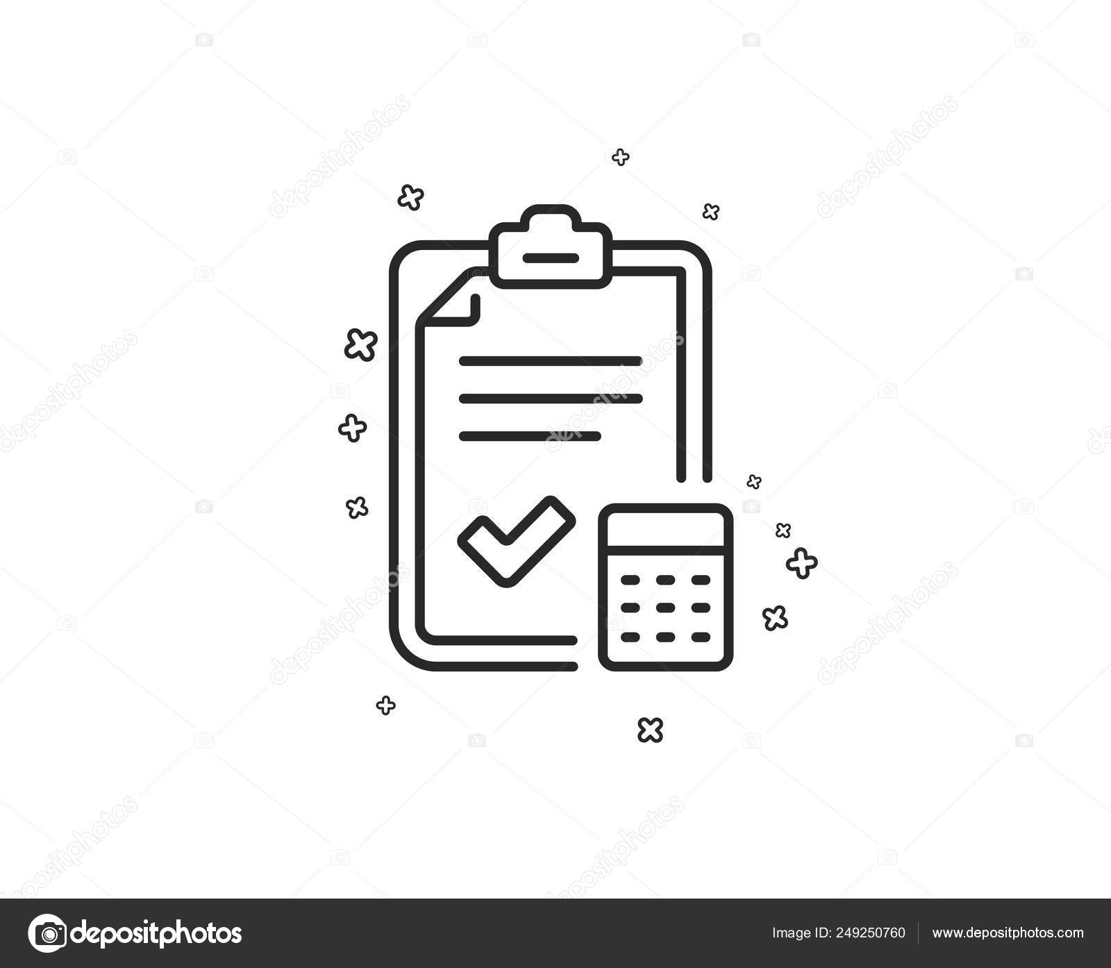 Accounting Checklist Line Icon Calculator Sign Calculate Finance Symbol ...