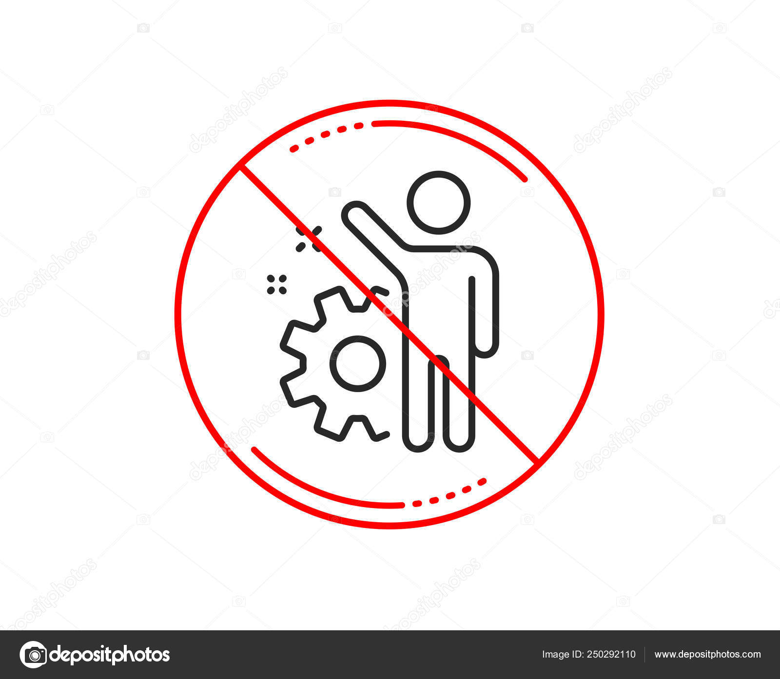 Stop Sign Employee Line Icon Business Management Sign Work Gear Stock ...