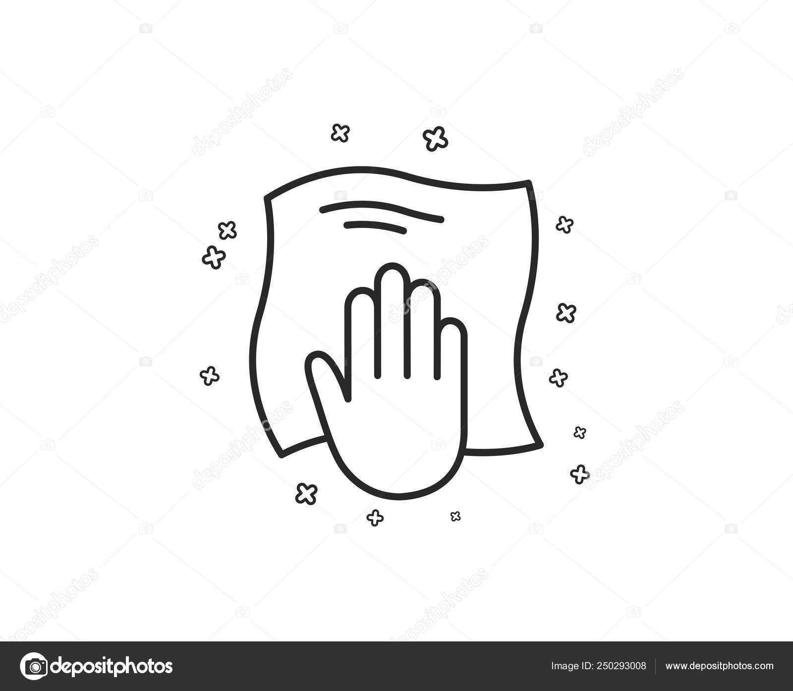 Cleaning Cloth Line Icon Wipe Rag Symbol Housekeeping Equipment Sign ...